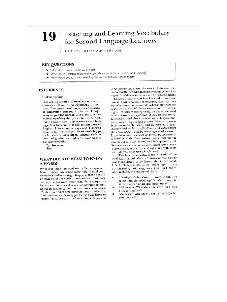 Teaching Vocabulary - Further Reading 1 | PDF