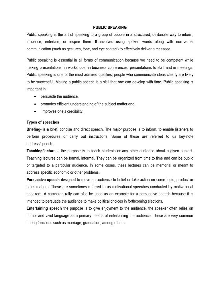 Public Speaking | PDF | Public Speaking | Human Communication