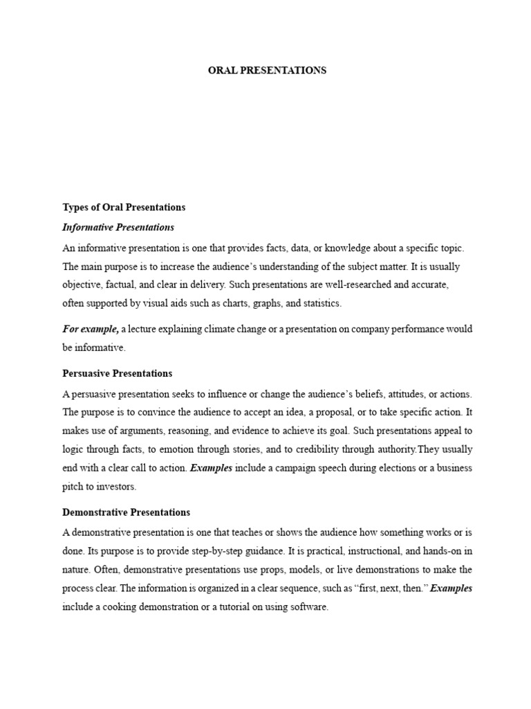 Oral Presentations | PDF | Public Speaking | Persuasion