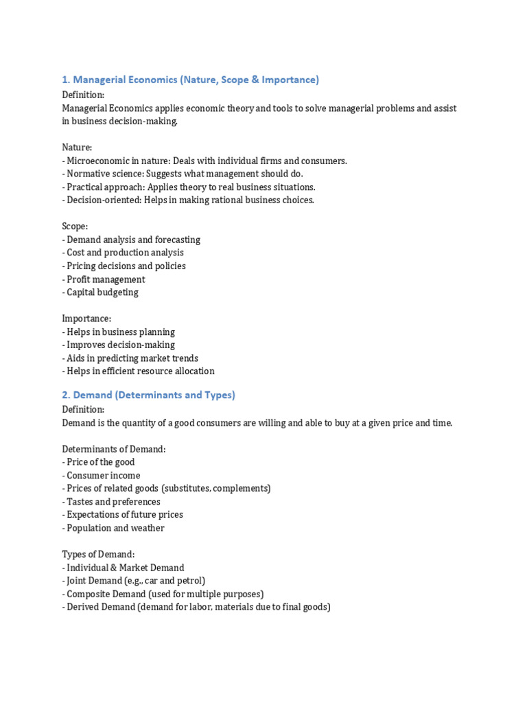Managerial Economics Overview and Concepts | PDF | Demand | Elasticity ...
