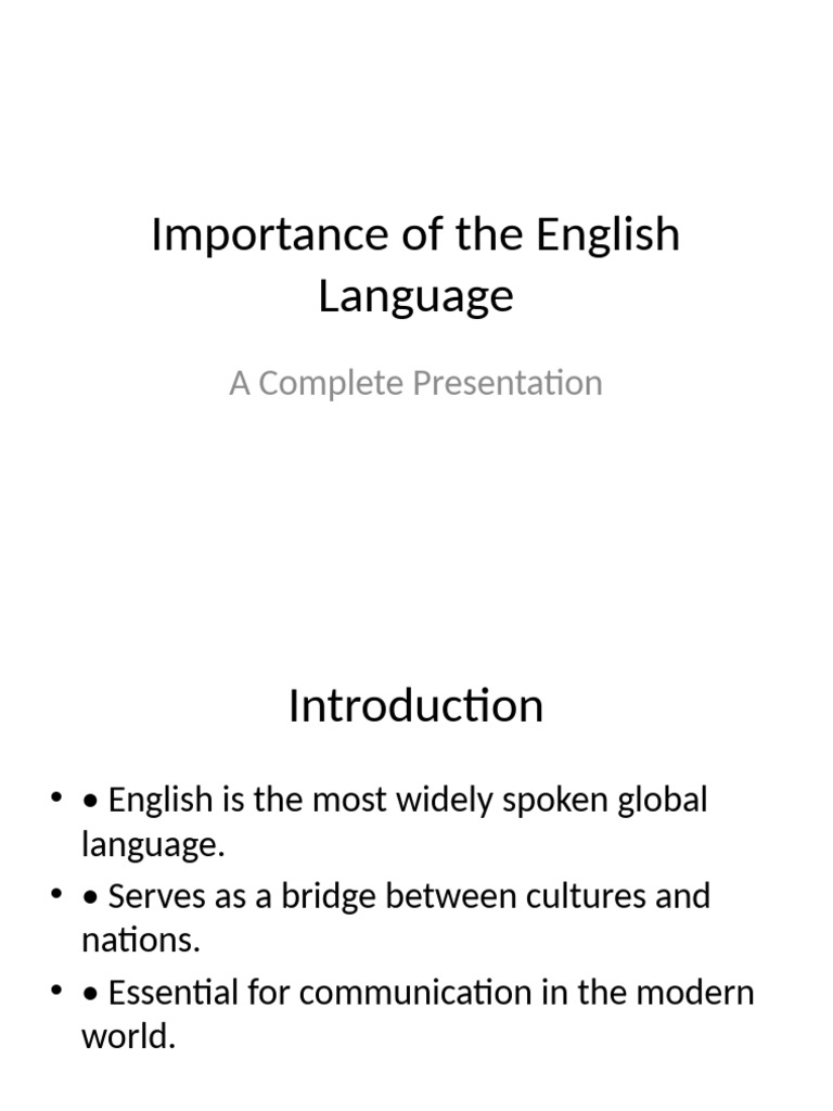 English Language Importance Presentation | PDF