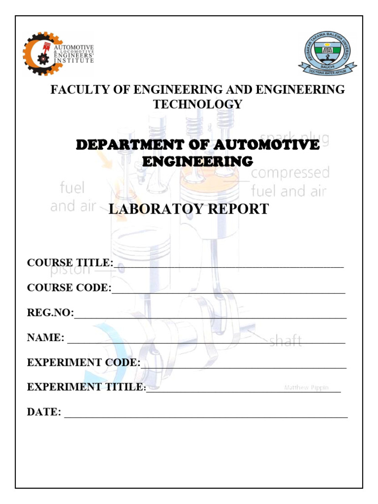 Department of Automotive Engineering Lap | PDF