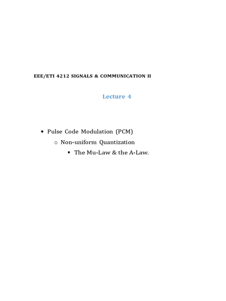 Pulse Code Modulation (PCM) | PDF | Sampling (Signal Processing ...