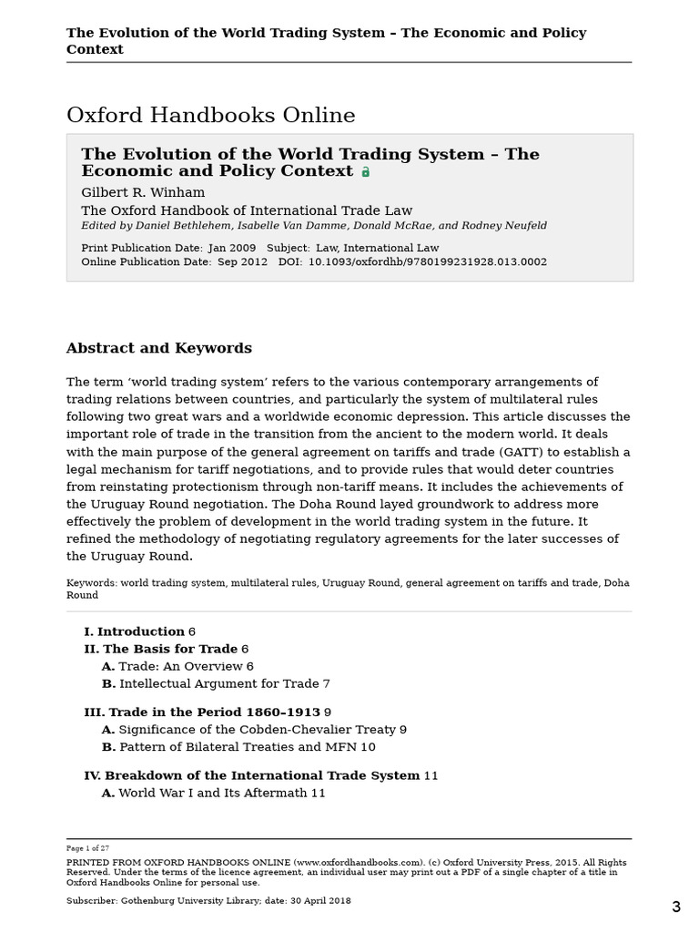 Evolution of the World Trading System | PDF | Uruguay Round | General ...