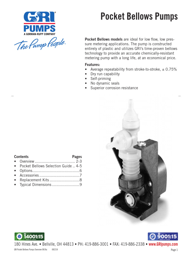 Gri Pocket Bellows Pumps Overview 0818a | PDF | Pump | Valve