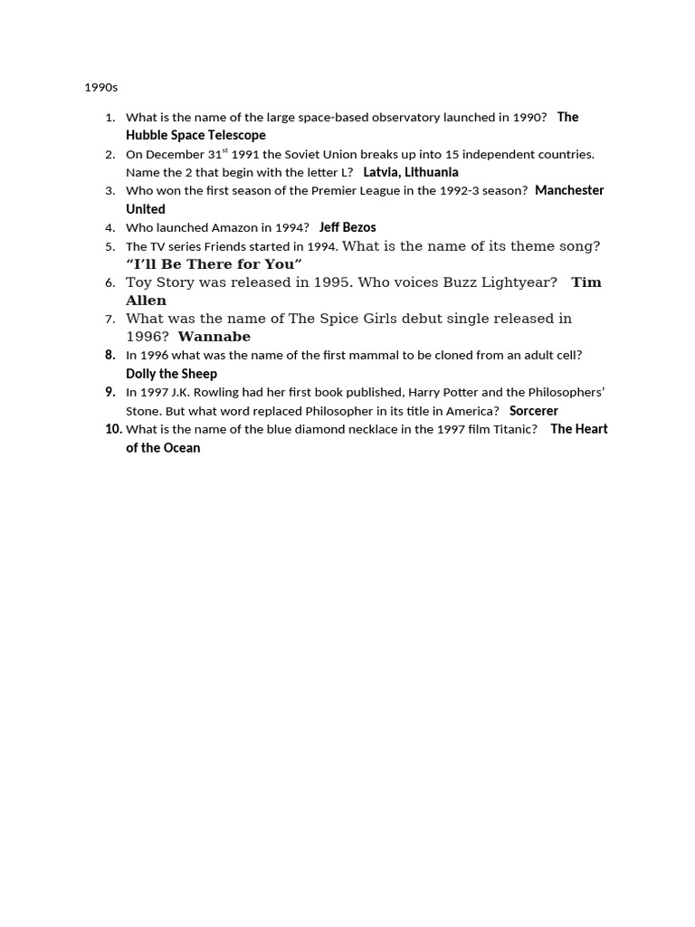 Key Events of the 1990s | PDF
