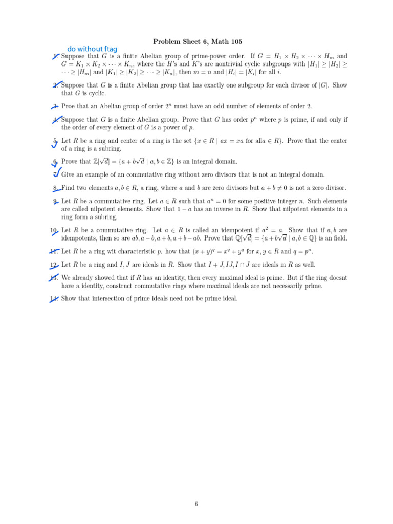 MTL105 ProblemSheet 6 | PDF