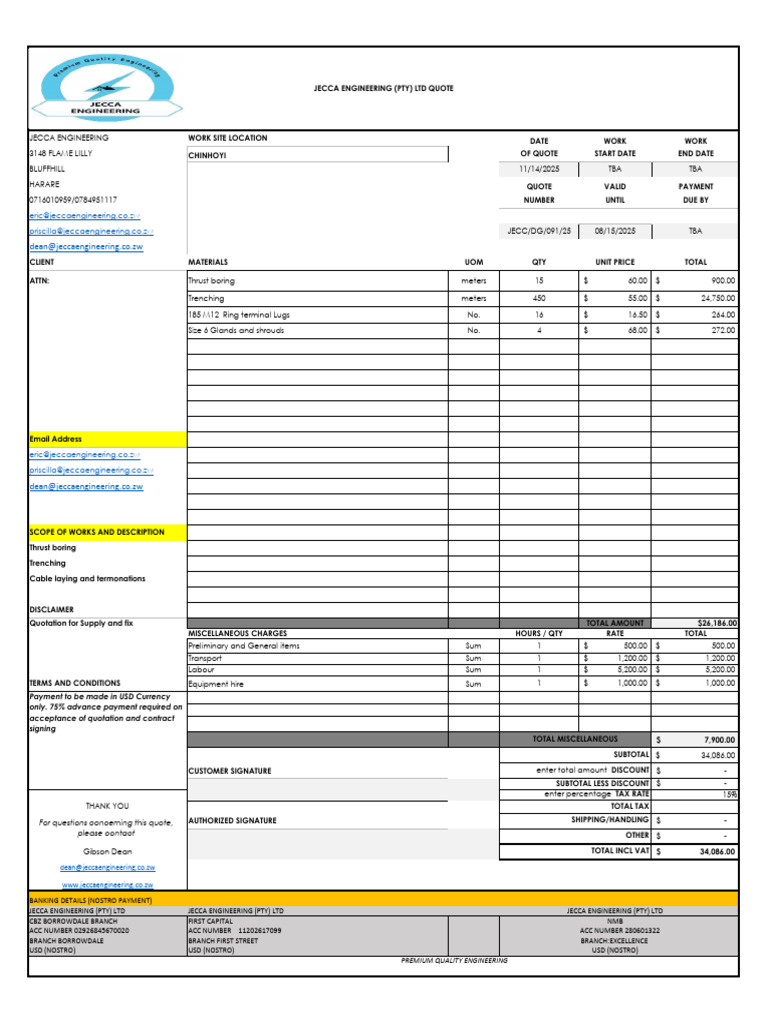 SDA CBD Electrical Quotation | PDF | Money | Payments
