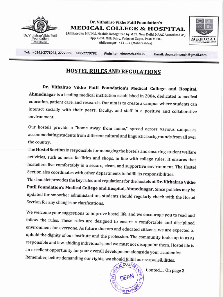 Rules of Hostel | PDF