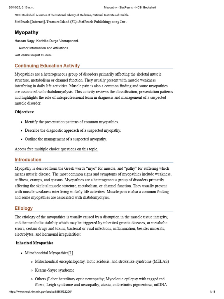 Understanding Myopathy: Types and Management | PDF | Electromyography ...