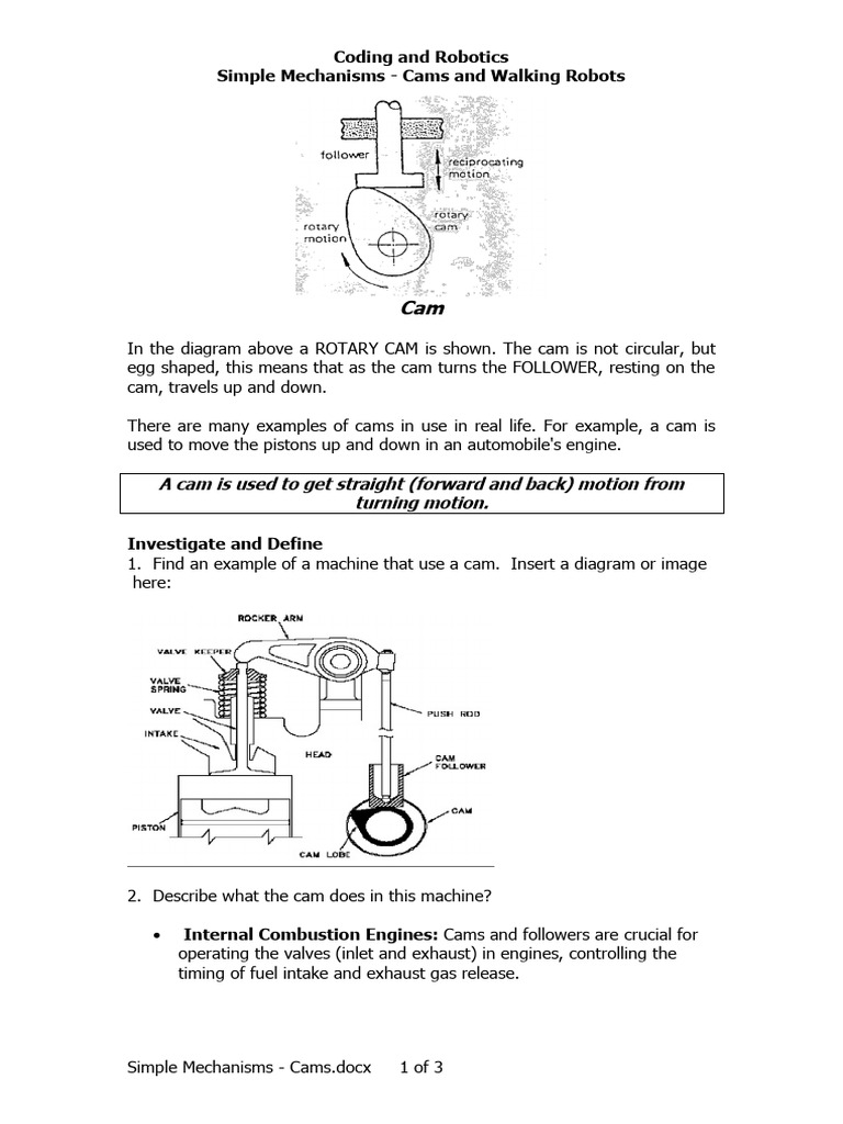 Simple Mechanisms - Cams Year 10 Coding | PDF | Machines | Engines