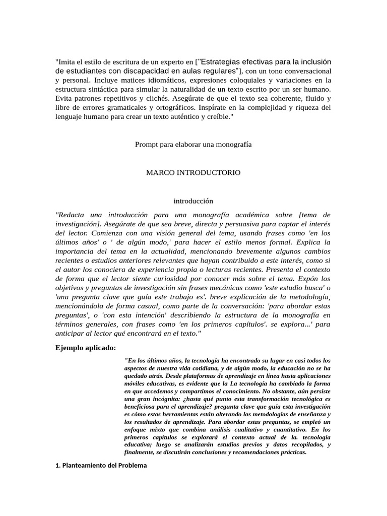 Prompt para elaborar una monografía | PDF | Datos | Aprendizaje