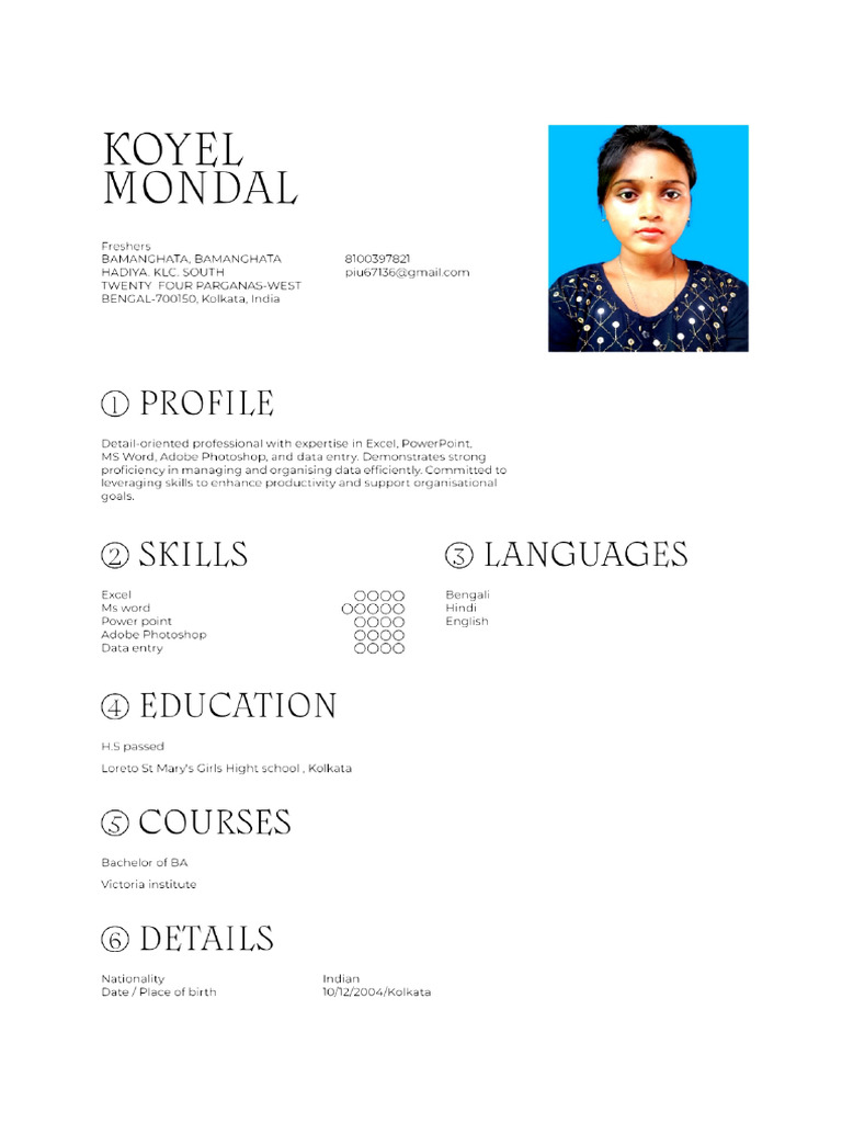 Koyel (Bio Data) | PDF