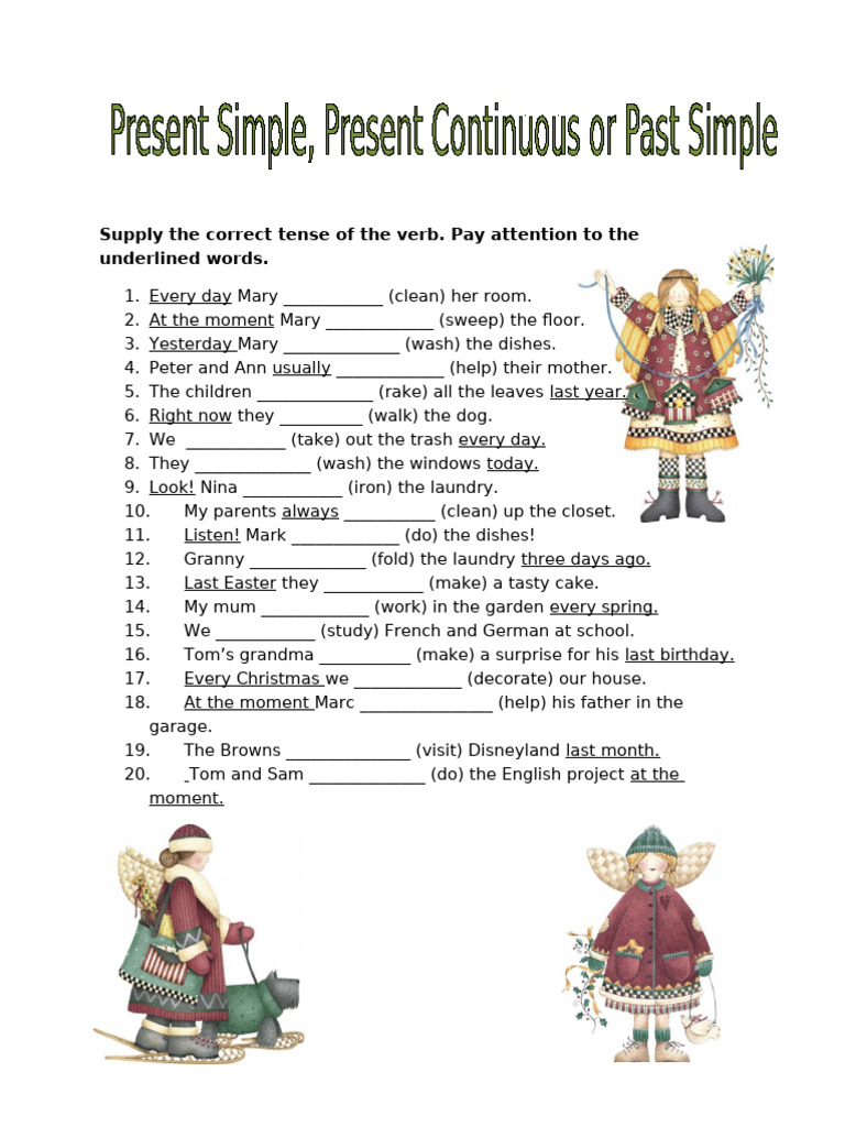 Present Simple Present Cont and Past Simple Grammar Drills 66920 | PDF