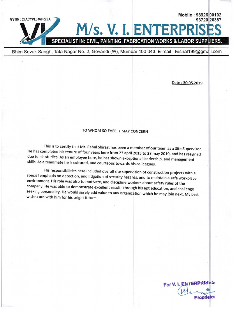 Experience Certificate 0001 | PDF