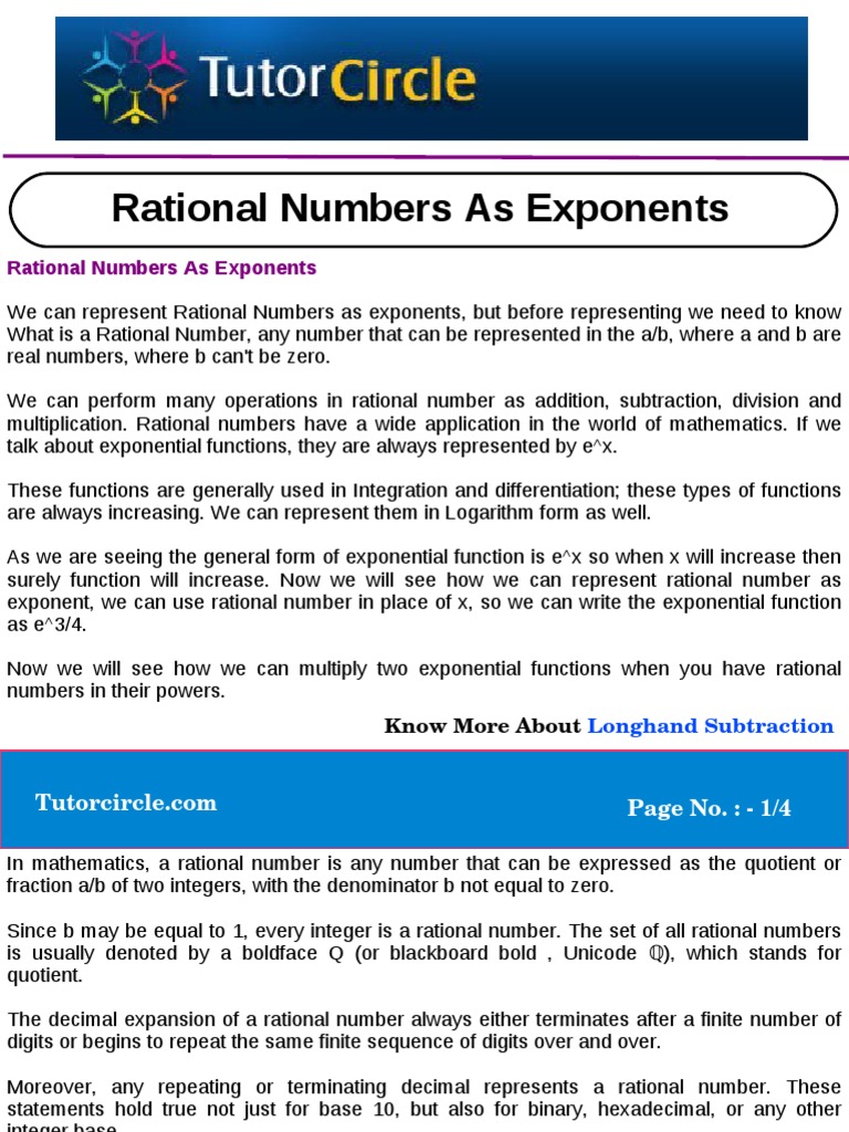 Rational Numbers As Exponents | PDF | Rational Number | Numbers