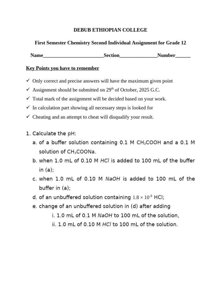 Chemistry Second Assignment | PDF