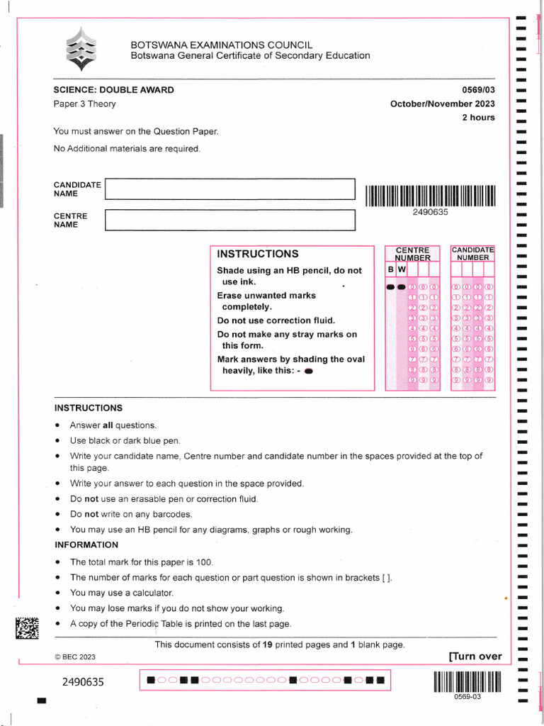 2023 Bgcse Sda Pp3 Final Edtion | PDF | Sets Of Chemical Elements ...