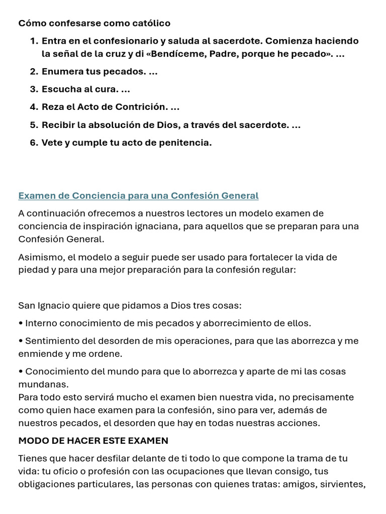 Cómo Confesarse | PDF | Oración | Siete pecados capitales