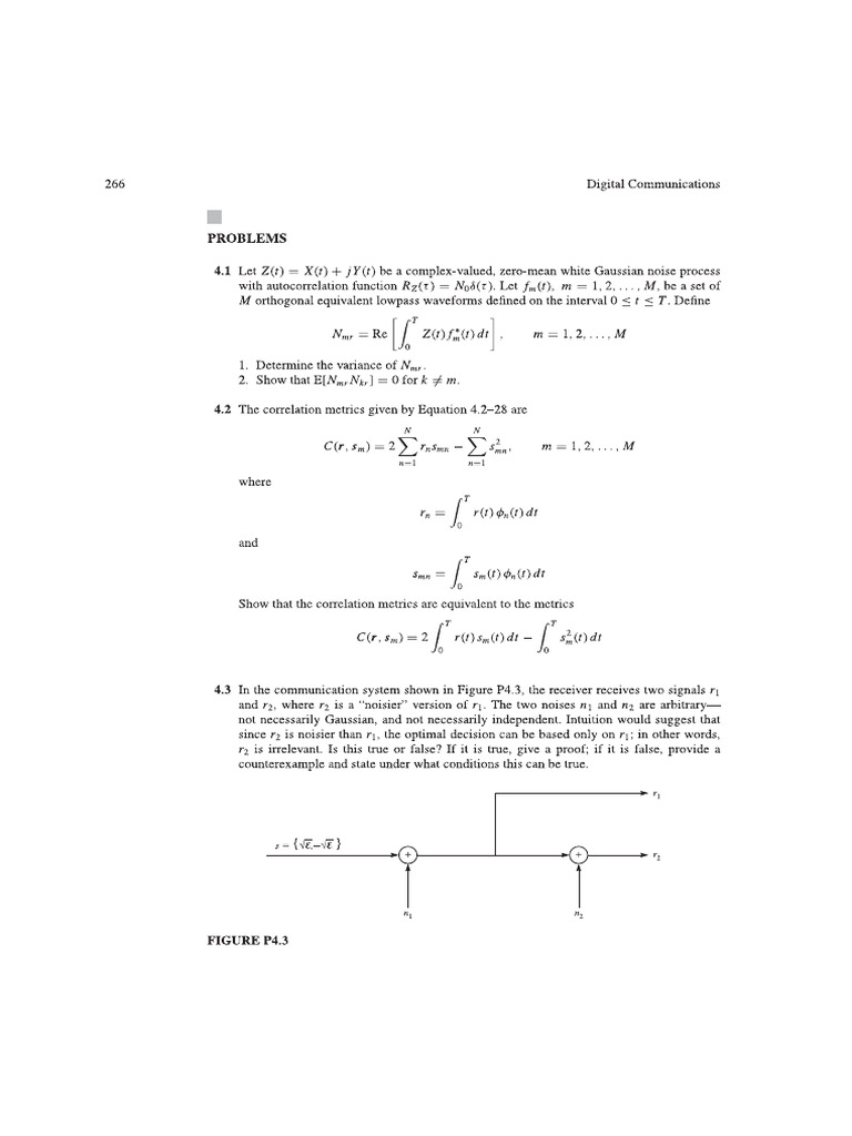 PROBLEMS 4 Optimum Receivers For AWGN Channels | PDF