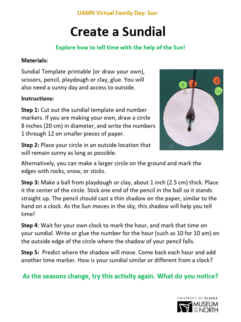 Create a Sundial Activity (1) | PDF | Solar System | Bodies Of The ...