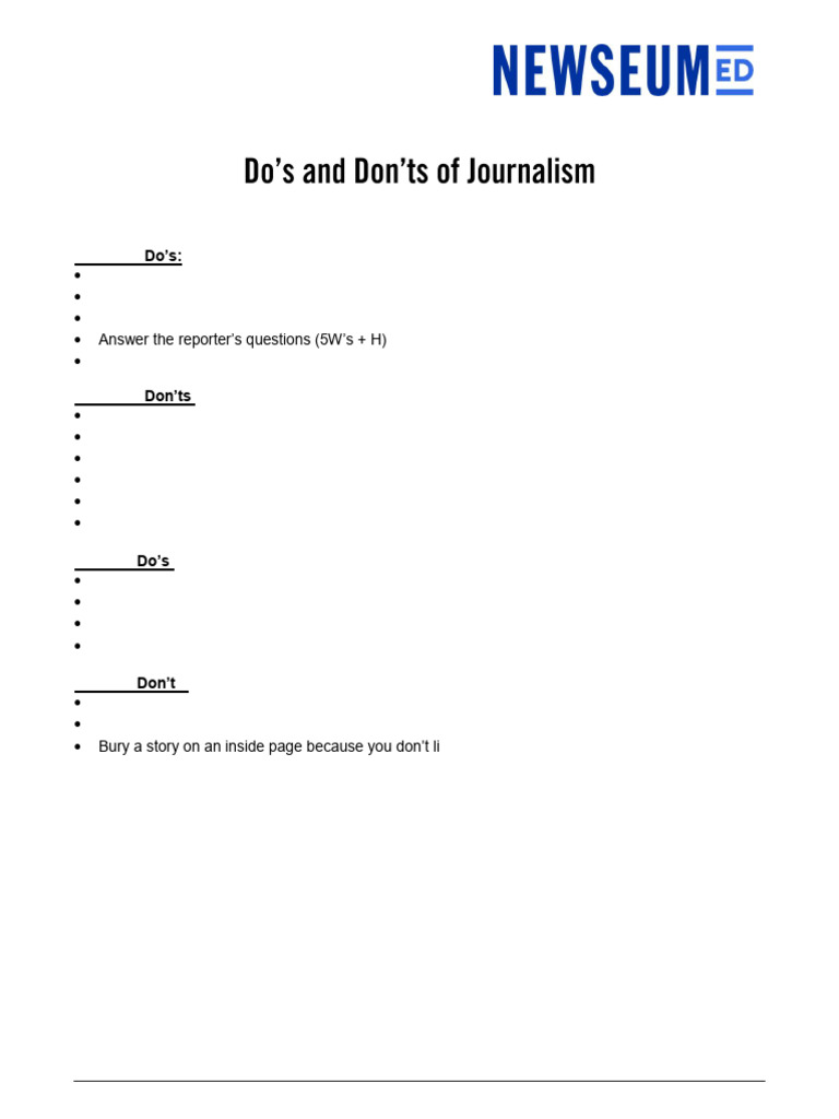 Handout CR Dos and Donts of Journalism | PDF