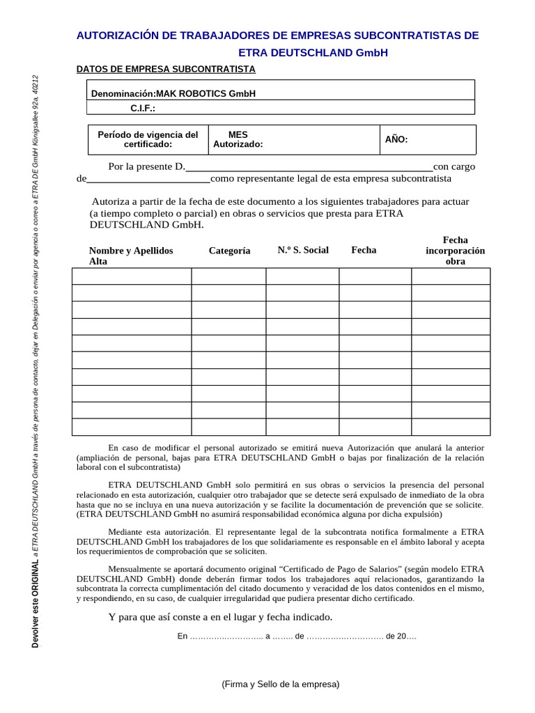 ED Personal Autorizado de Sub_V4 | PDF | Outsourcing