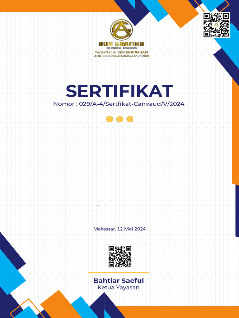 Sertifikat Pelatihan Canva PAUD 2024 | PDF