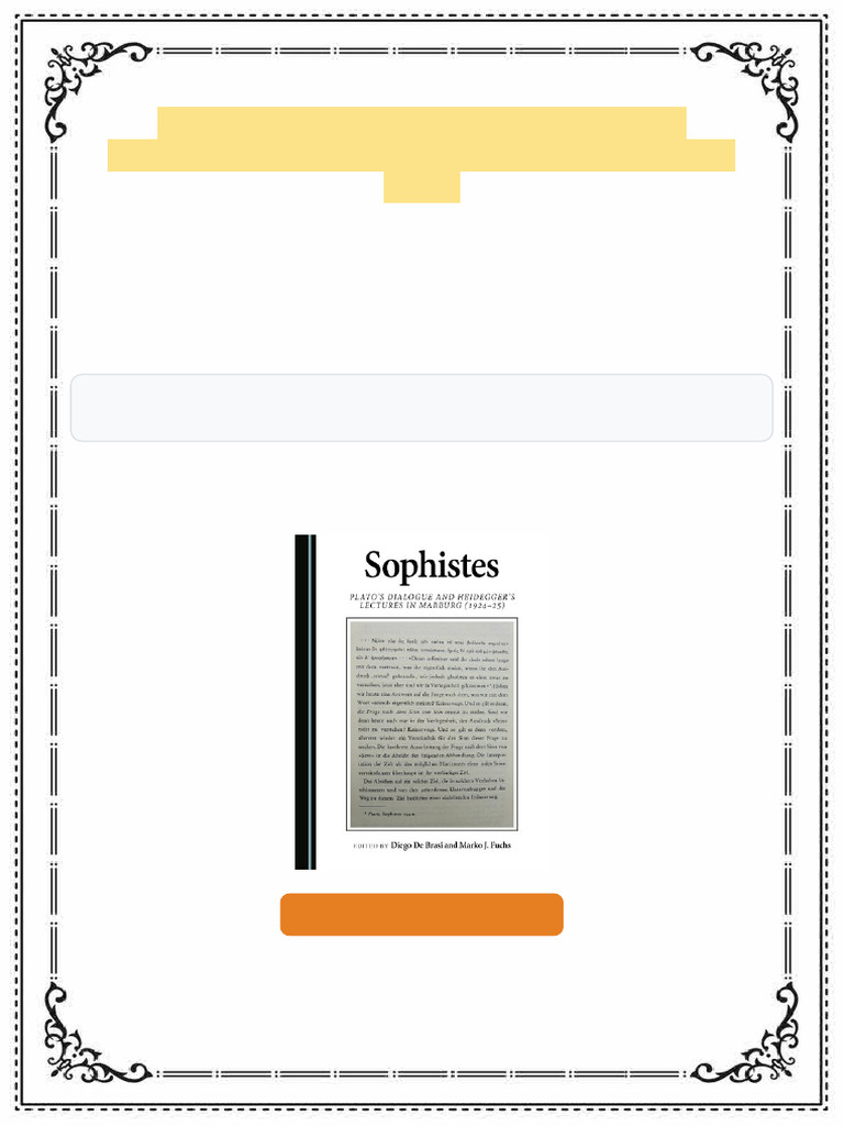 Sophistes Plato s Dialogue and Heidegger s Lectures in Marburg 1924 25 ...