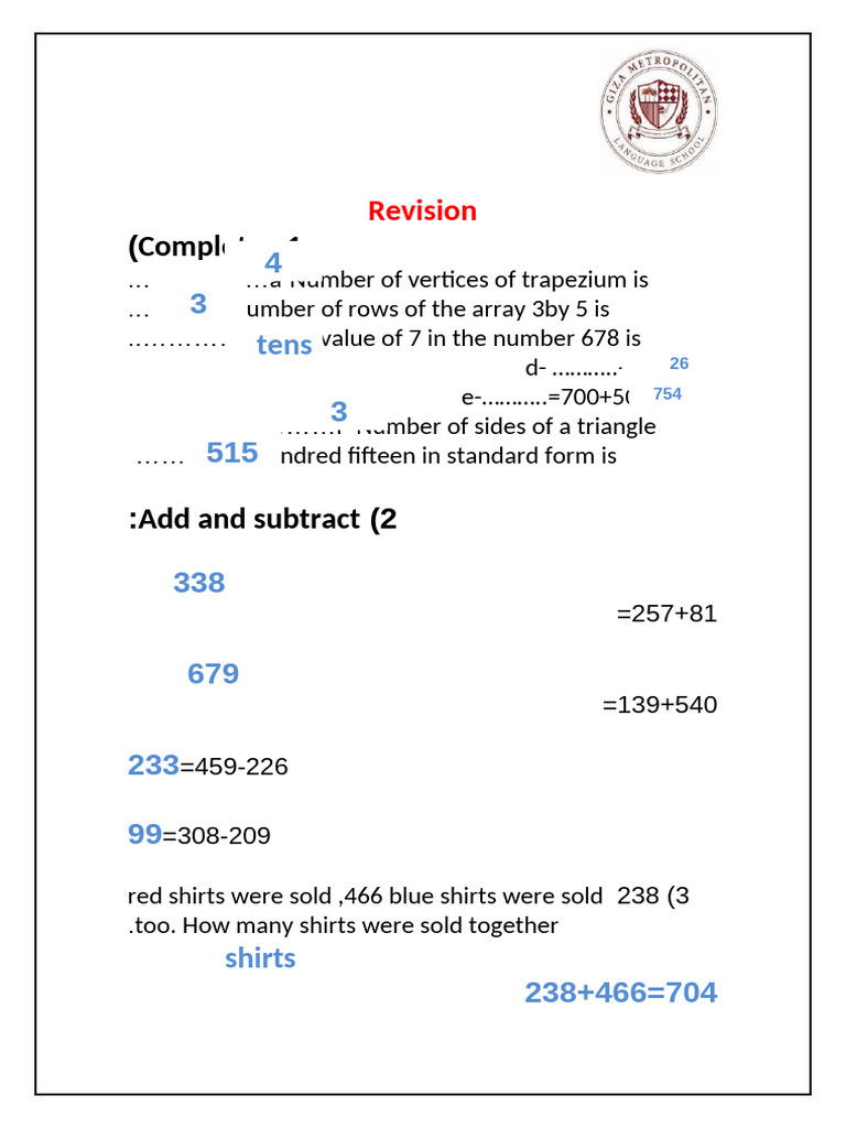 Revision Pri 3 Model Answer | PDF