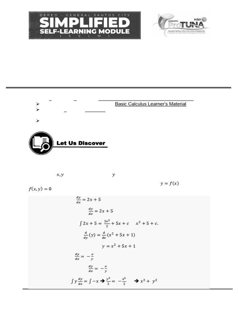 Basic-Calculus-Q4-Week-4-SSLM | PDF | Equations | Mathematical Objects
