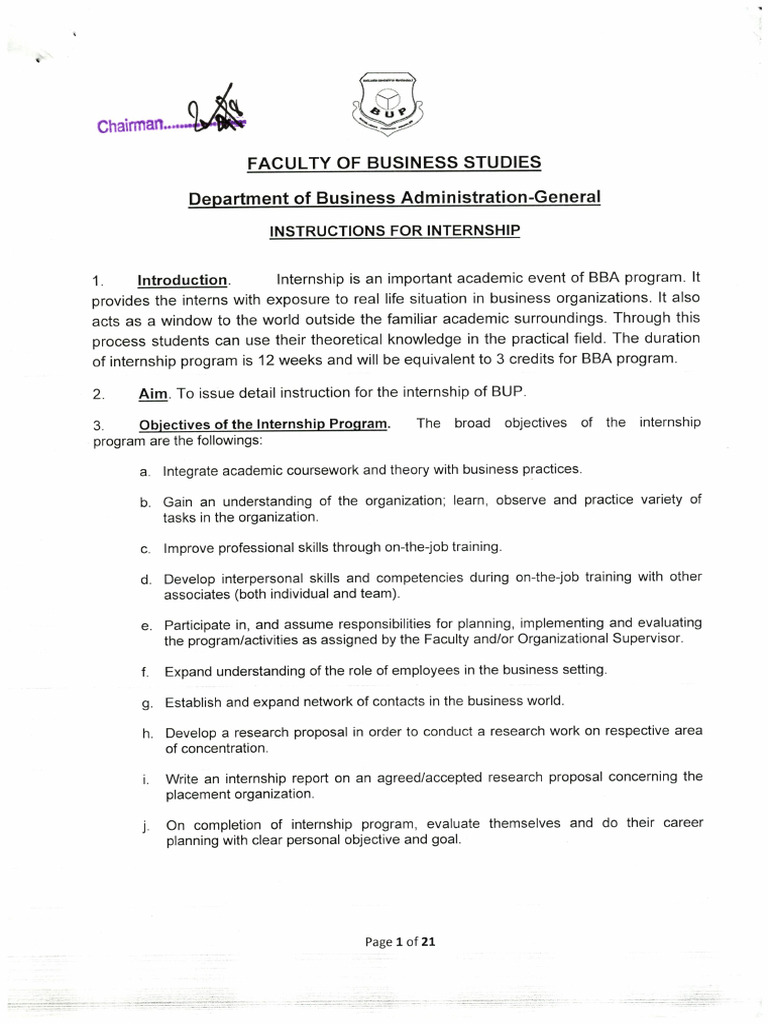Internship Guideline FBS (BBA-General) (2) - Pages | PDF | Methodology | Citation