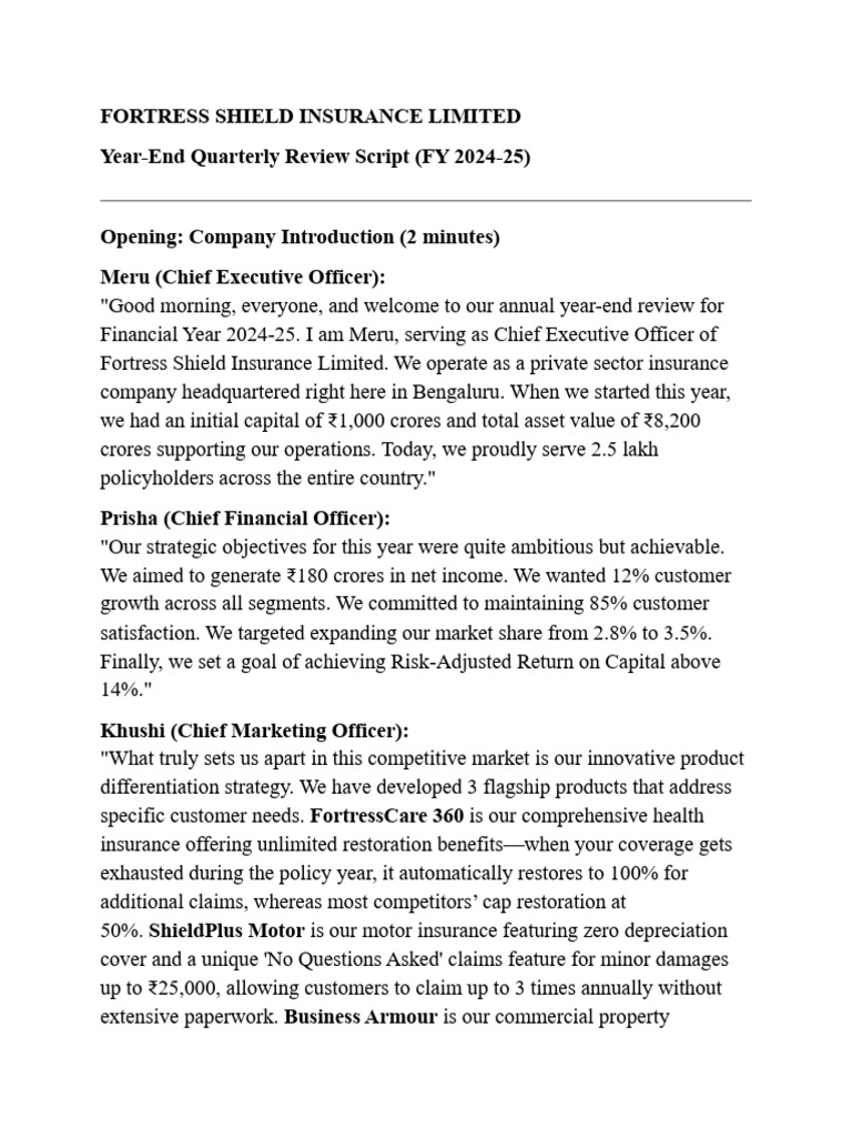 Simulation Brief Script | PDF | Insurance | Recession
