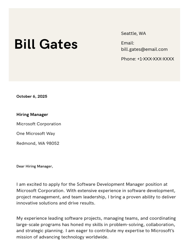 Cover Letter Doc in Cream White Simple Style.pdf | PDF