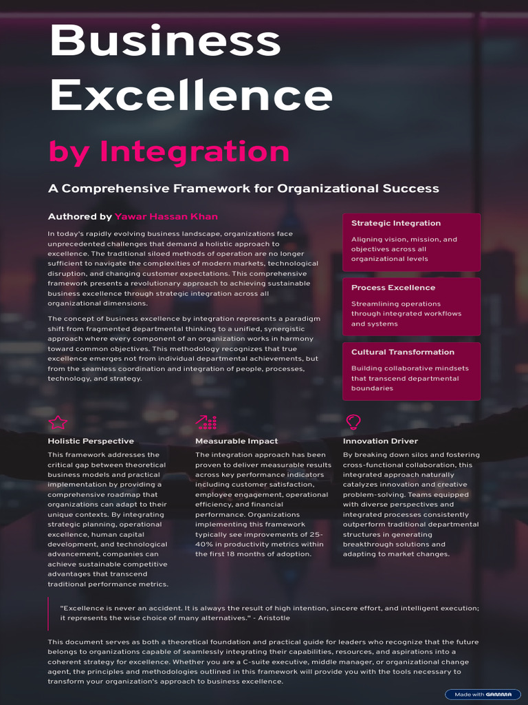 Business Excellence Through Integration | PDF | Innovation | Regulatory ...