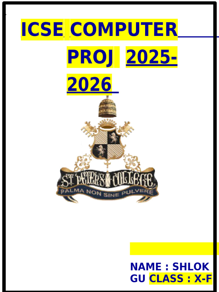 ICSE Computer Projects 2025-2026 Guide | PDF | Integer (Computer ...