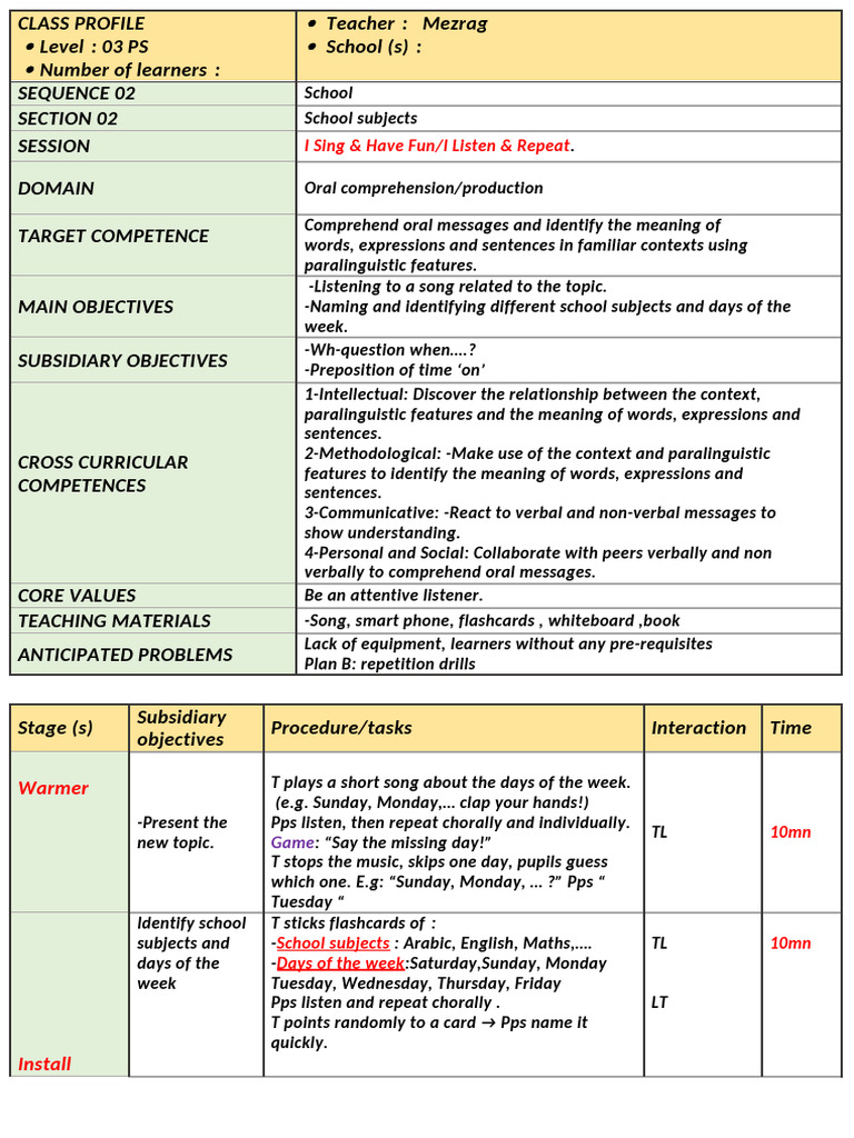 03ps School Section 02 I Listen and Repeat | PDF | Learning | Human ...