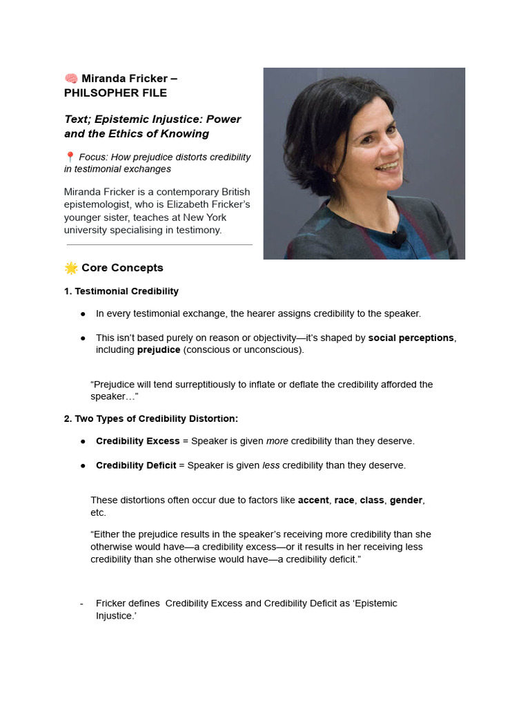 Epistemic Injustice: Credibility & Prejudice | PDF | Epistemology ...