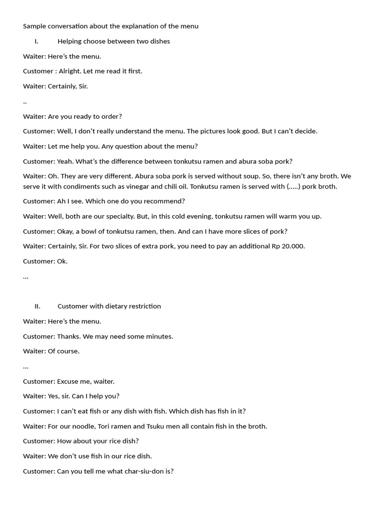 Menu Explanation and Dish Recommendations | PDF | Ramen | Foods