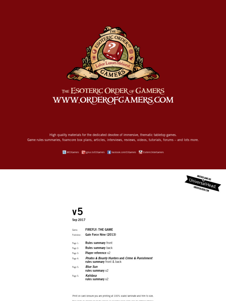 Firefly_v5_EOG rules summary | PDF | Ships