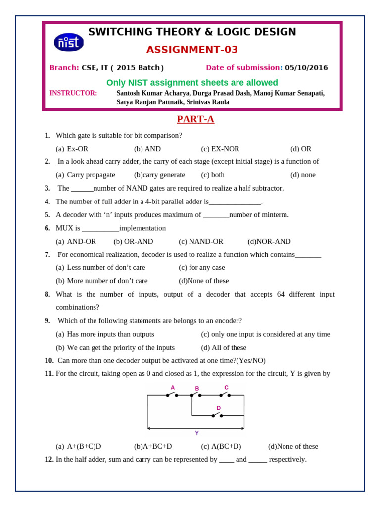 Assignment-03 STLD | PDF | Logic Gate | Electrical Circuits