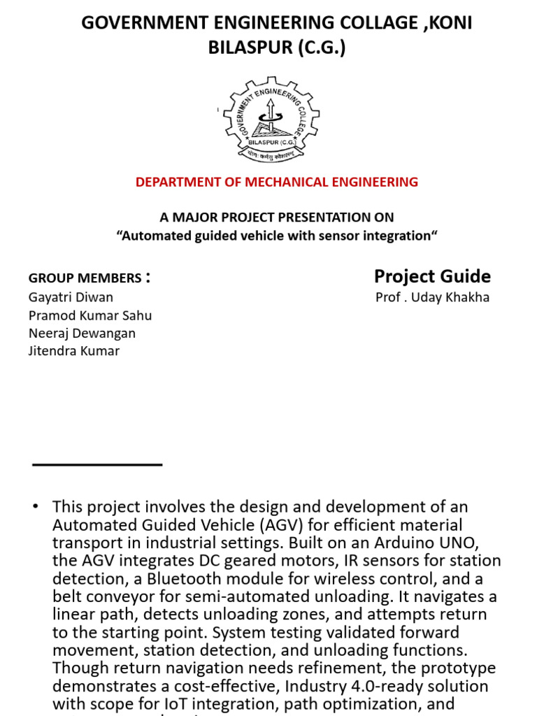 Automated Guided Vehicle Project Overview | PDF | Infrared | Sensor