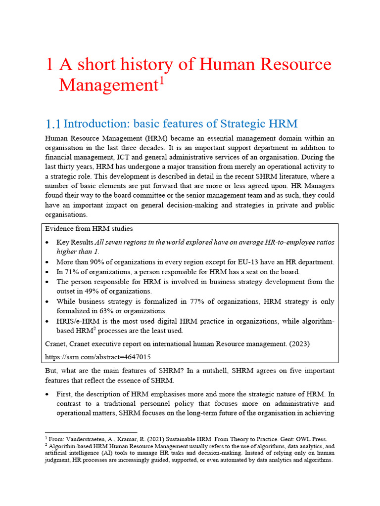 A Short History of HRM | PDF | Human Resource Management | Employment