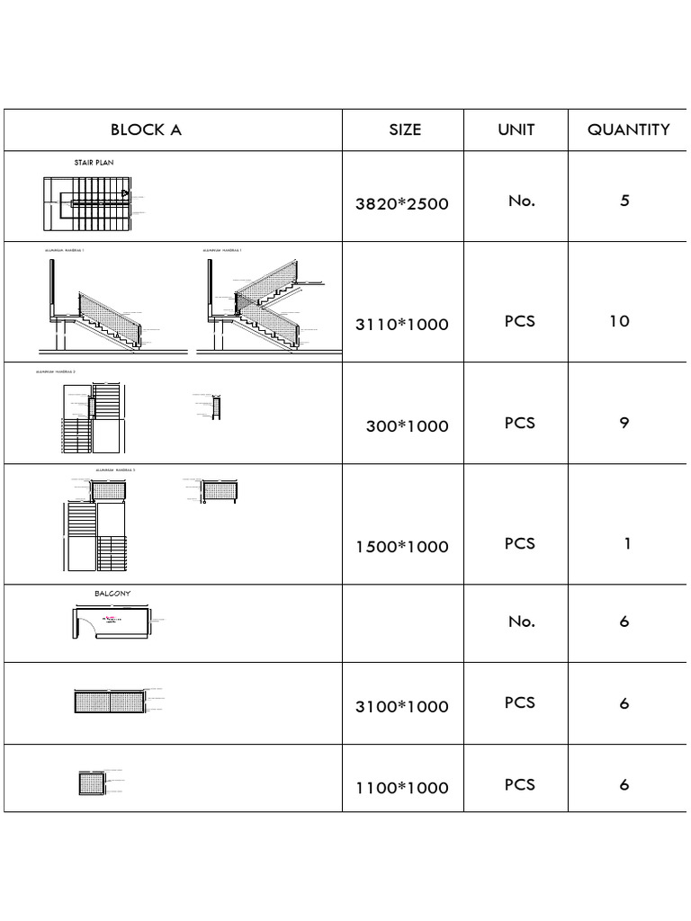 Aluminum Handrail Specifications and Plans | PDF | Stairs