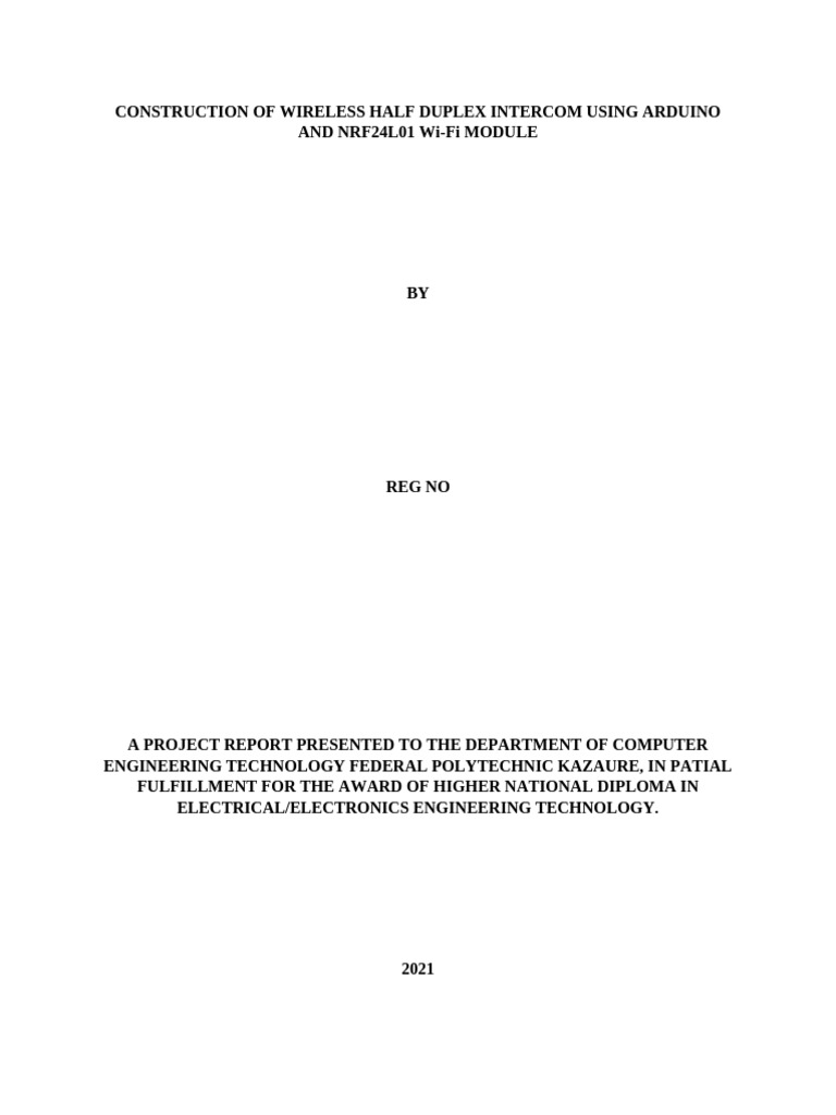 Construction of Wireless Half Duplex Intercom Using Arduino and Nrf24l01 Wi | PDF | Radio ...