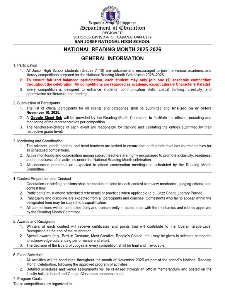 National Reading Month 2025-2026 Guide | PDF | Human Communication