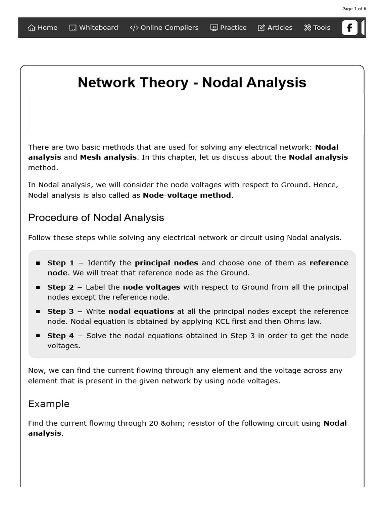 Network Theory - Nodal Analysis | PDF | Electricity | Electrical Engineering