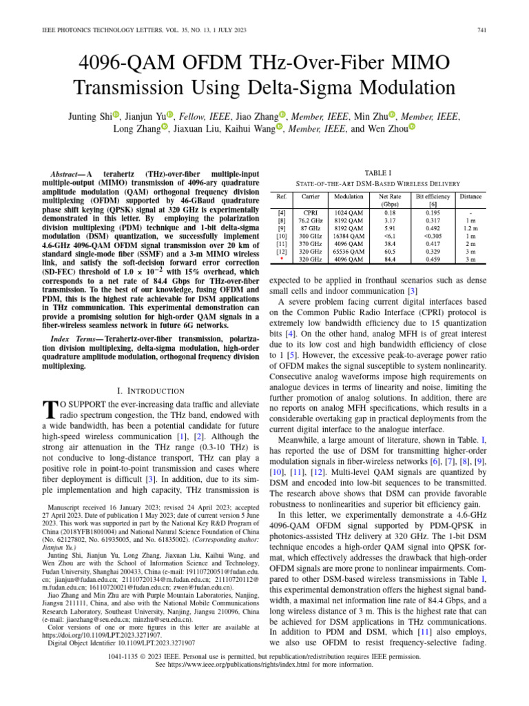 4096-QAM OFDM THz MIMO Transmission | PDF | Orthogonal Frequency ...