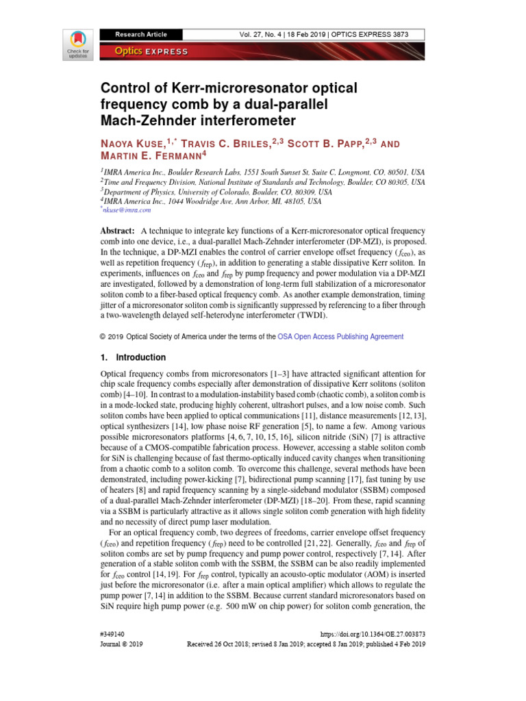 Control of Kerr-Microresonator Optical Frequency Comb by A Dual ...