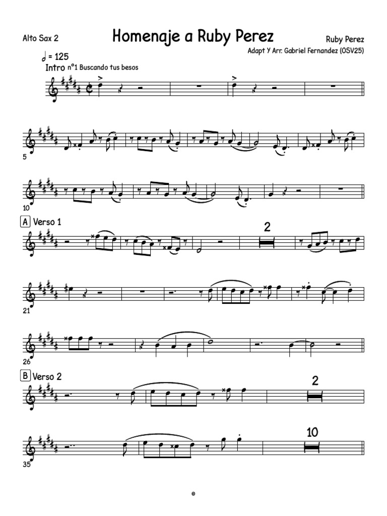 Homenaje A Ruby Perez VR Saxos - Alto Sax 2 | PDF